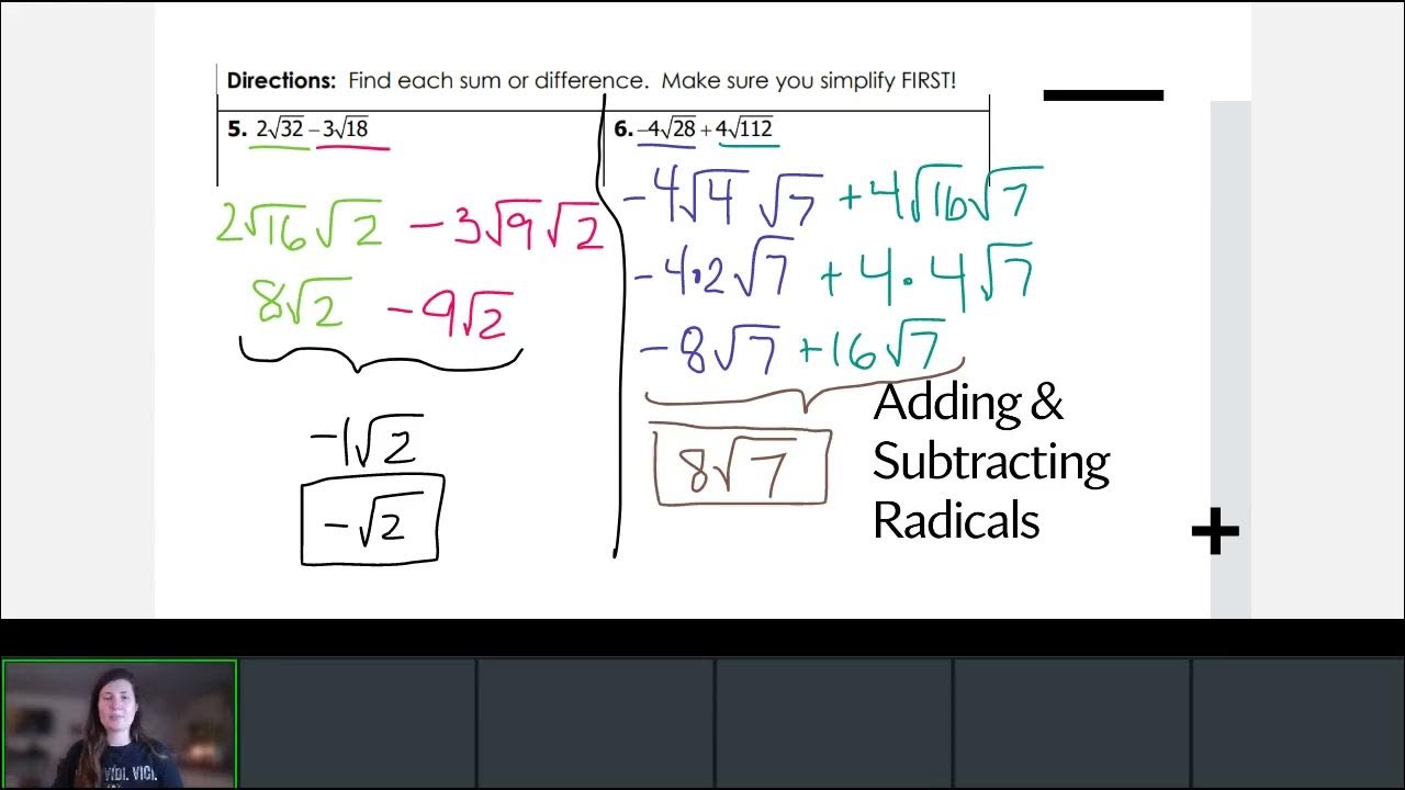6.03 Operations with Radicals [Algebra 1] - YouTube