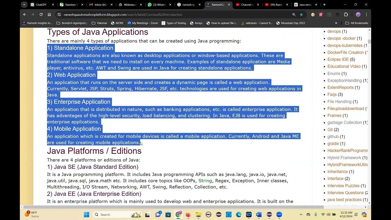 CoreJava Introduction Part1 APR 12 2024 - YouTube