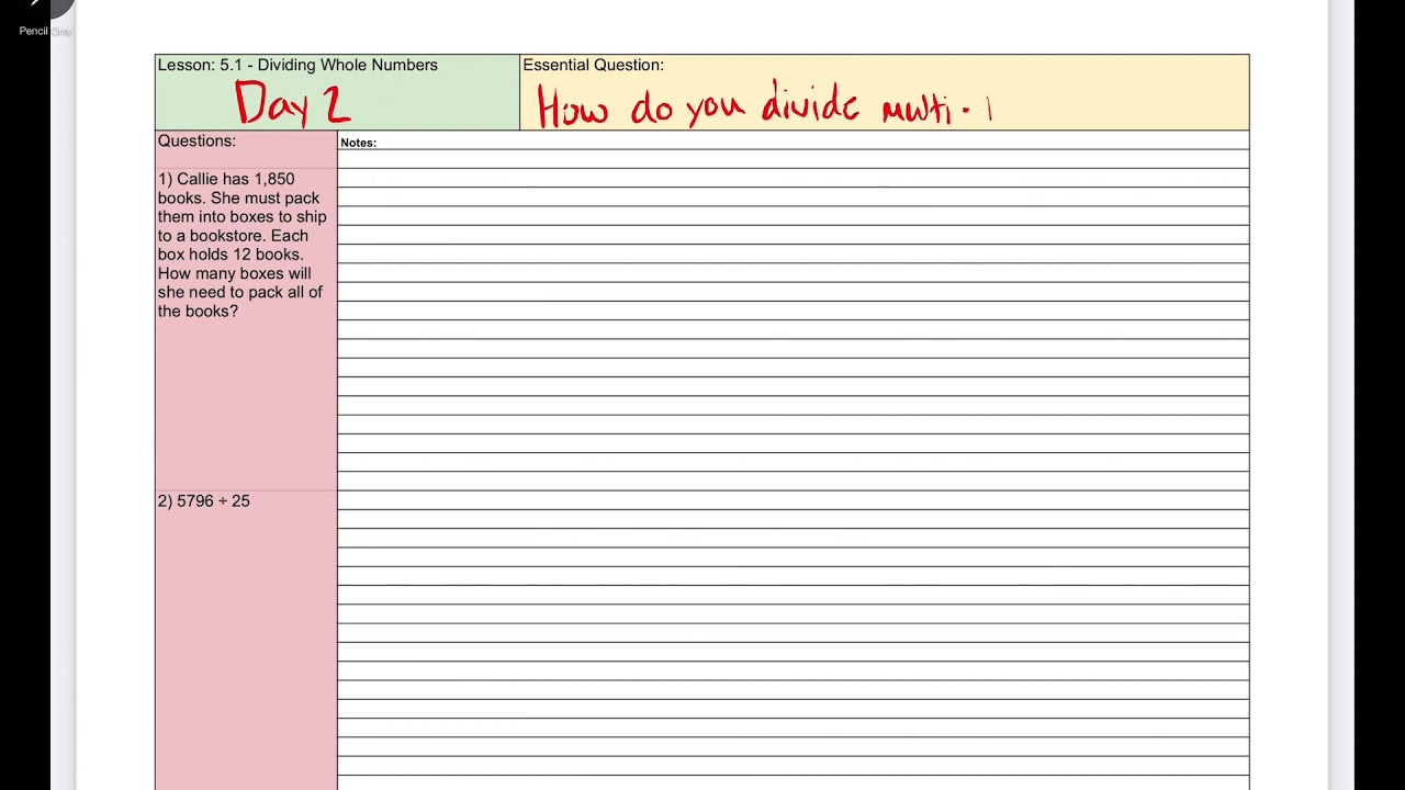Lesson 5.1 - Dividing Whole Numbers day 2 - YouTube