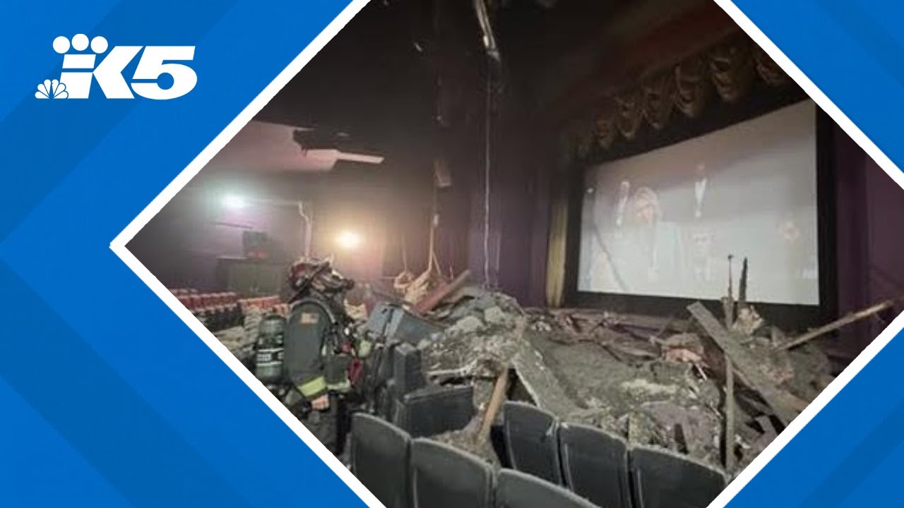 Ceiling collapses inside Washington movie theater - YouTube