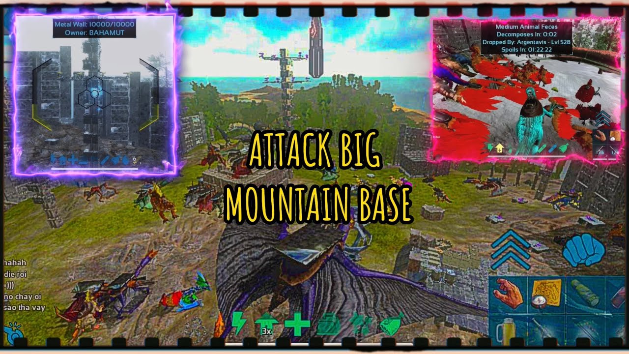ARK MOBILE || ATTACK BIG MOUNTAIN BASE. - YouTube