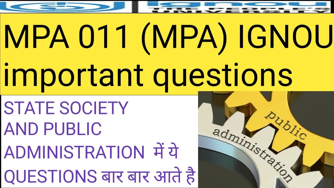 mpa 011 MPA ignou state society and public administration important ...