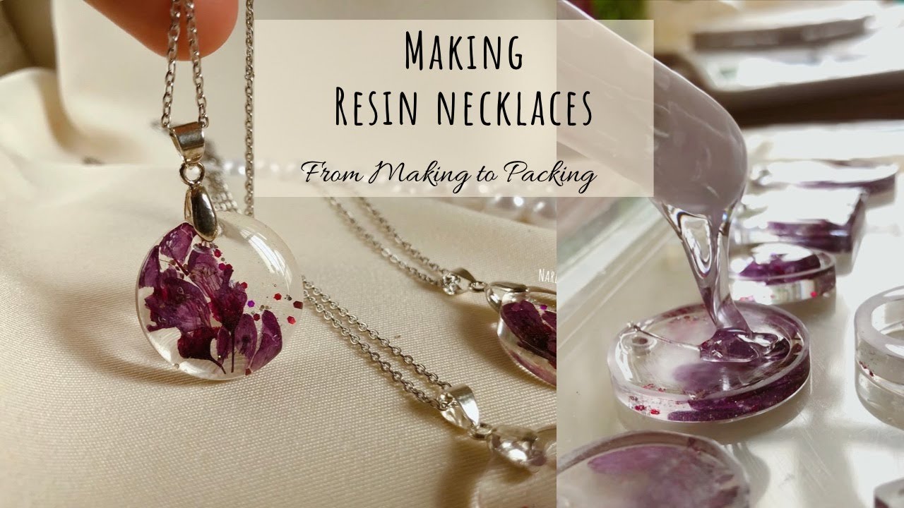 Making Resin necklaces with real flowers / Resin floral art / + ASMR ...