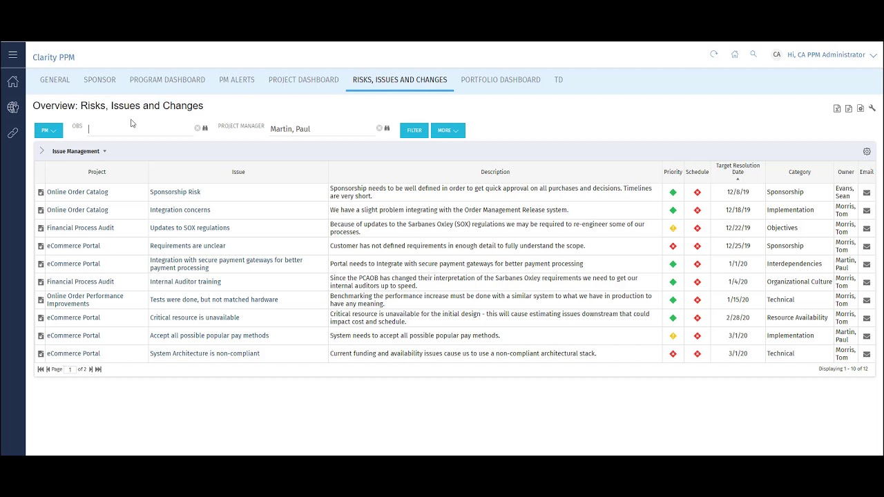 Creating Risks, Issues, and Change Requests in Clarity PPM – 15.8 - YouTube