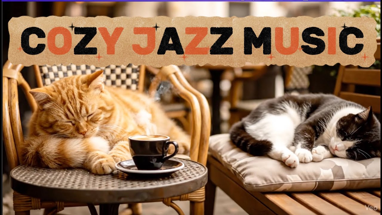 Cozy Jazz Vibe Live ☕🐾 | Relaxing Music with Sleeping Cat & Coffee ...