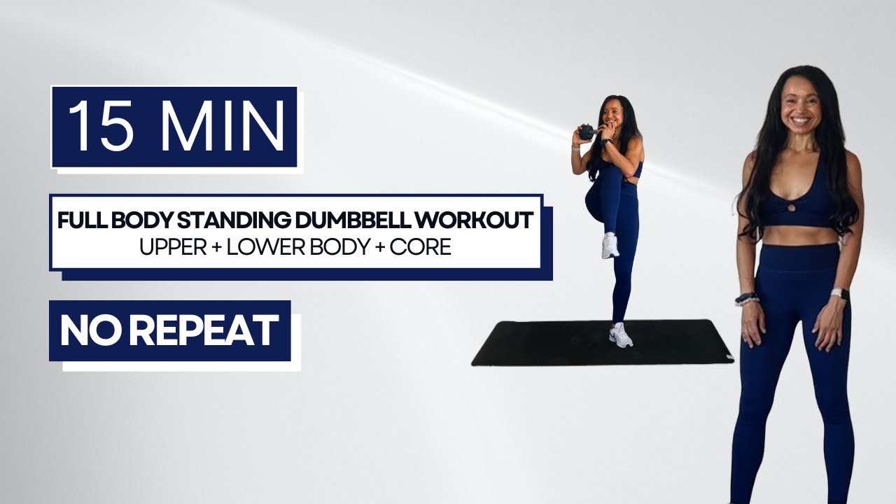 15 min FULL BODY STANDING WORKOUT | With Dumbbells | Effective Upper ...
