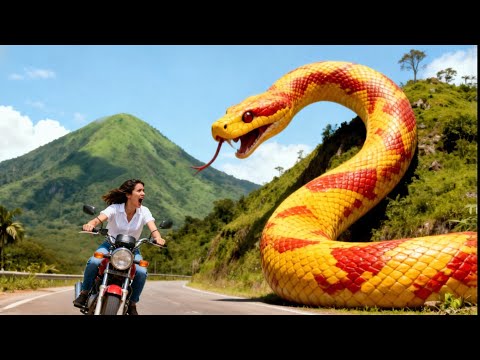 Alone women faced giant yellow anaconda  in near the mountain || snake video || adventure story