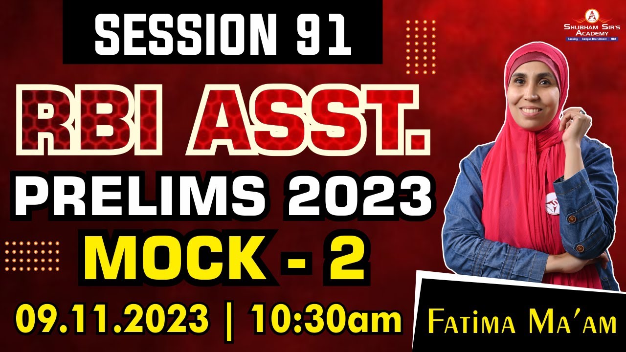 ENG SESSION 91 | RBI ASST. PRELIMS 2023 MOCK - 2 | Fatima Ma'am | 09.11.2023 - YouTube