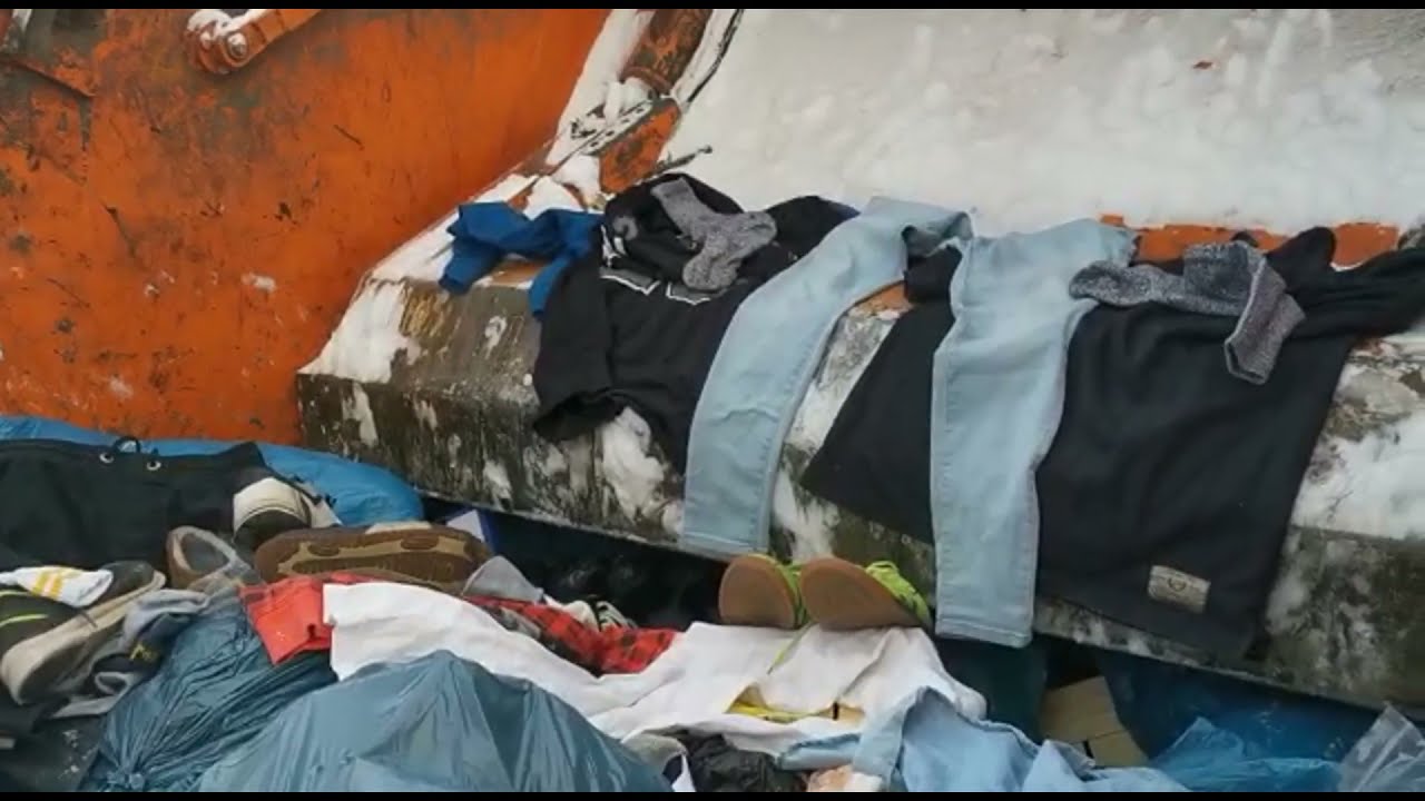 Clothes disposed of in the trash - YouTube