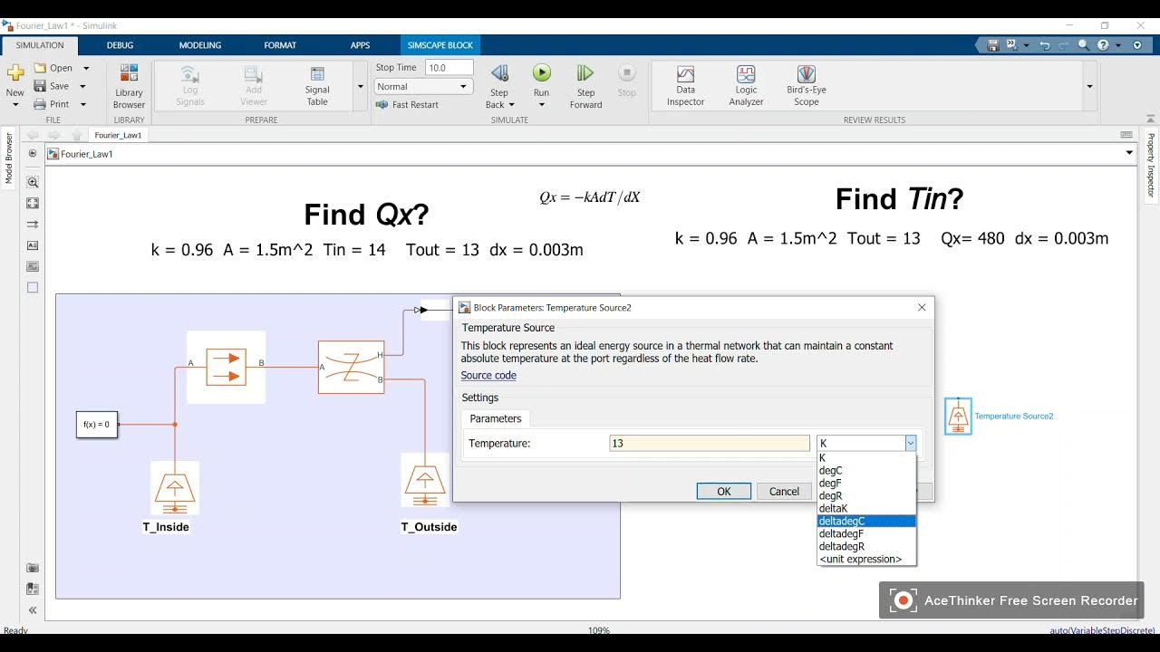 Fourier Law using Matlab Simulink part 2 - YouTube