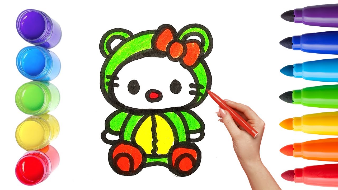 How To Draw cute HELLO KITTY Drawing, Painting & Coloring For Kids and ...