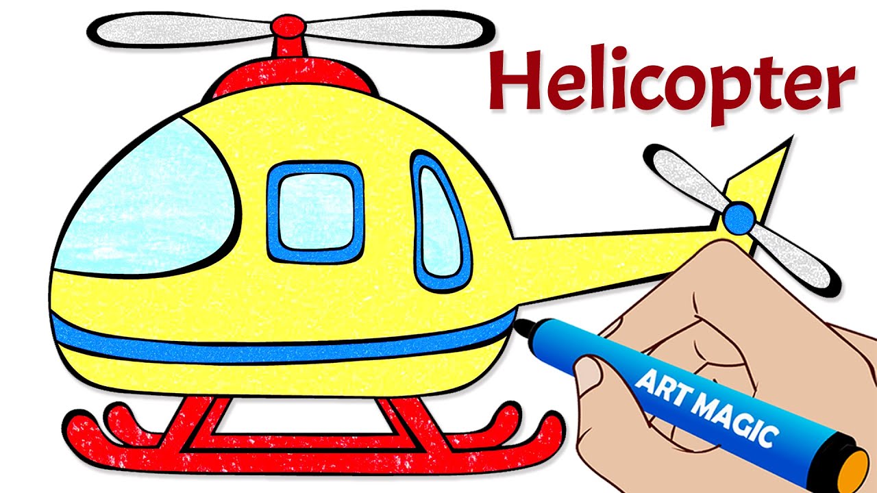 Learn to draw an Easy Helicopter!🚁Easy Drawing tutorial - Draw in 2 ...
