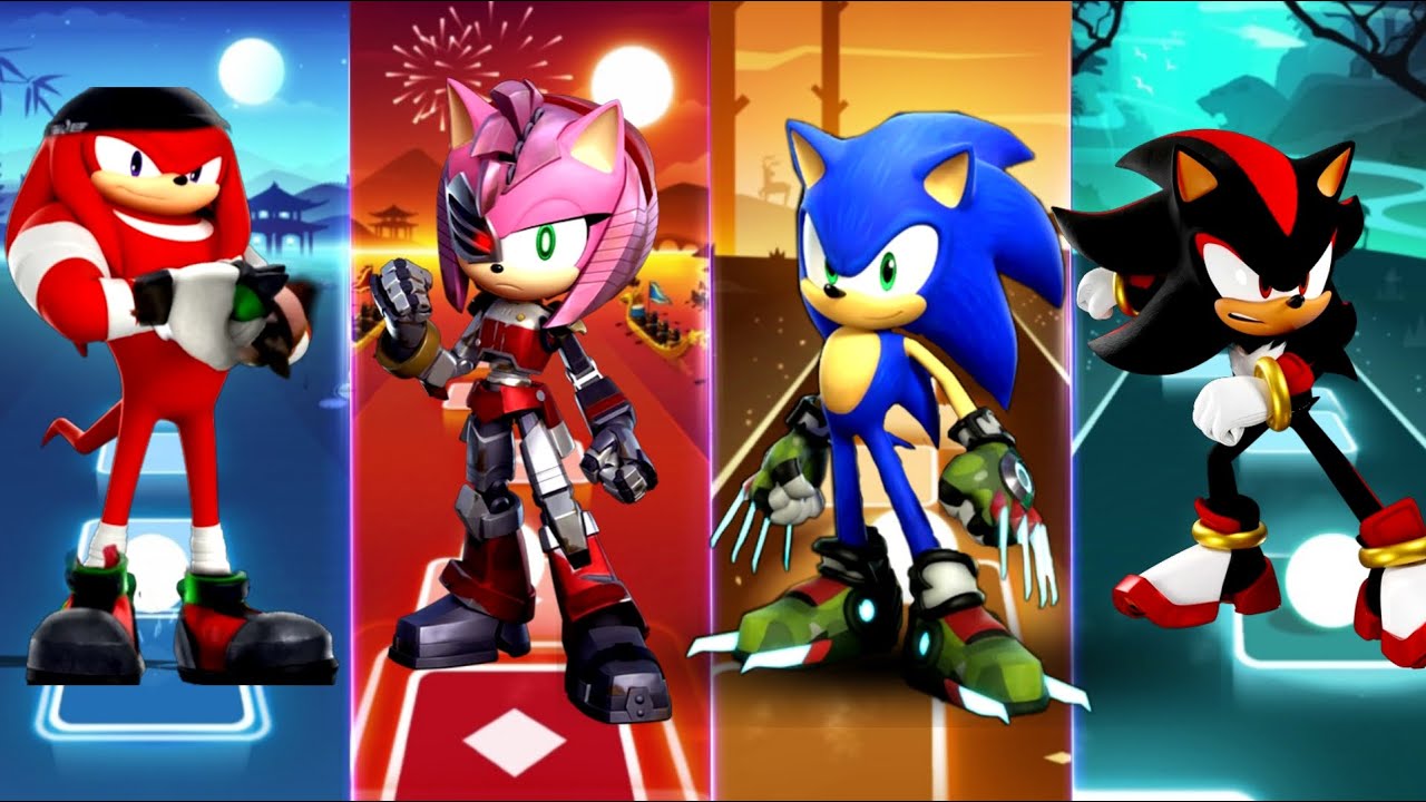Knuckles VS Amy Rose VS Sonic VS Shadow -Tiles Hop EDM Rush - YouTube