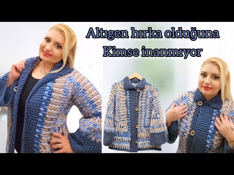 altıgen hırka olduğuna kimse inanmıyor | tığ işi hırka modeli yapılışı