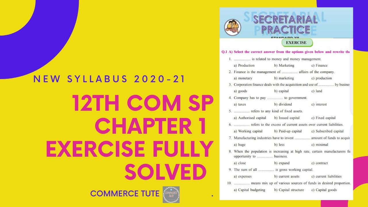 #CT#12th Commerce SP Chapter 1 Fully solved Exercises New Syllabus 2020 ...