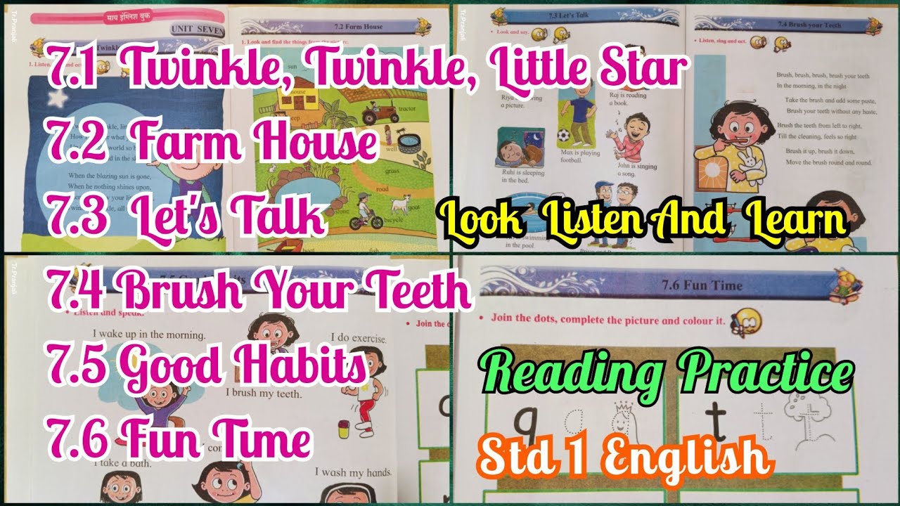 Std 1 English /Unit 7/page no 61-66/Farm House/let's talk/Brush Your ...