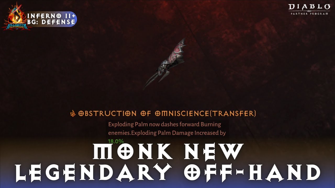 Diablo Immortal - Monk New Inferno II+ Legendary Off-Hand ...