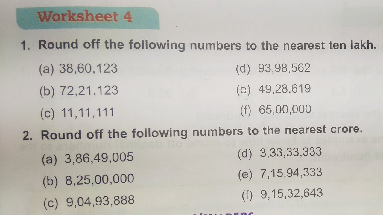 Dav Class 5 Unit 9 Worksheet 4 Rounding Off Numbers Nearest Ten