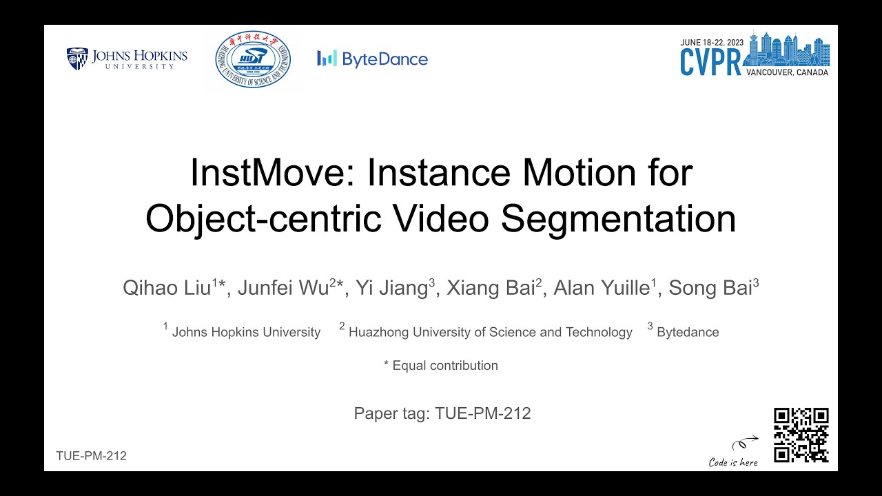 [cvpr23] Instmove Instance Motion For Object Centric Video