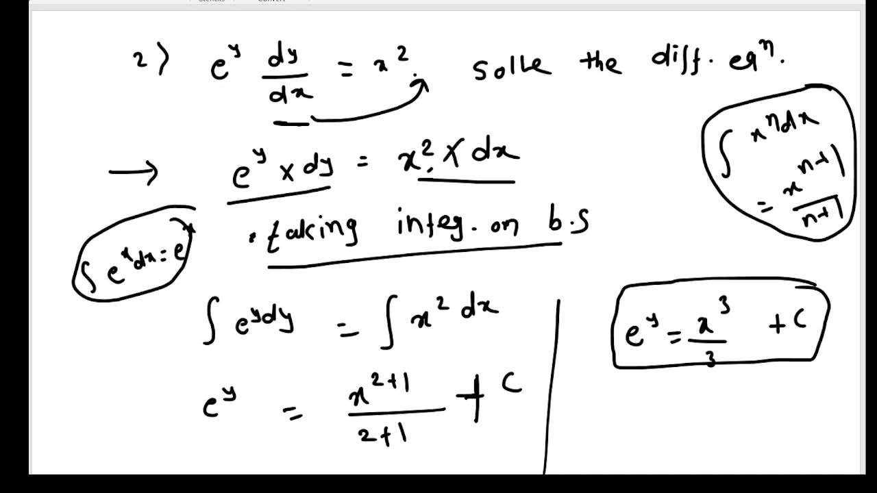 Part 3 Differential Equation Variable Separable Method Youtube
