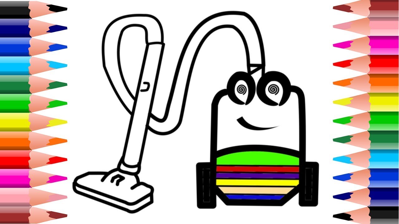 LEARN COLORS |HOW TO DRAW AND COLOR VACUUM CLEANER FOR KIDS - YouTube