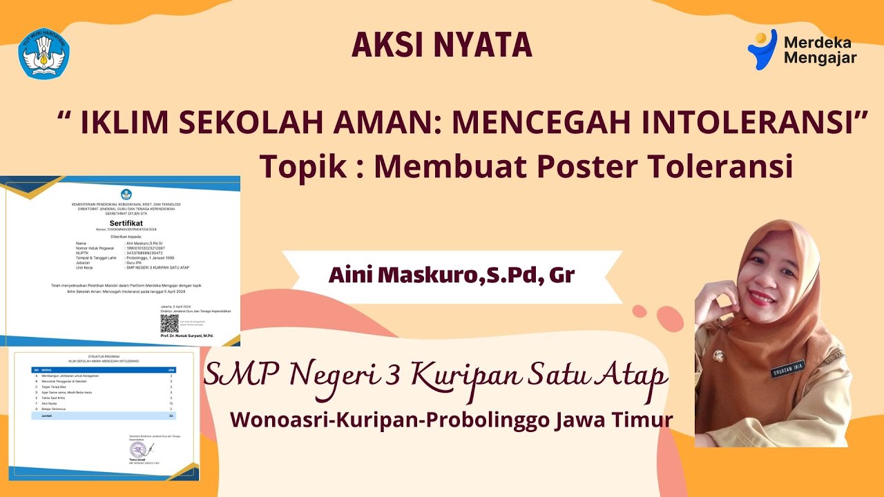 LULUS VALIDASI Aksi nyata “ IKLIM SEKOLAH AMAN: MENCEGAH INTOLERANSI ...