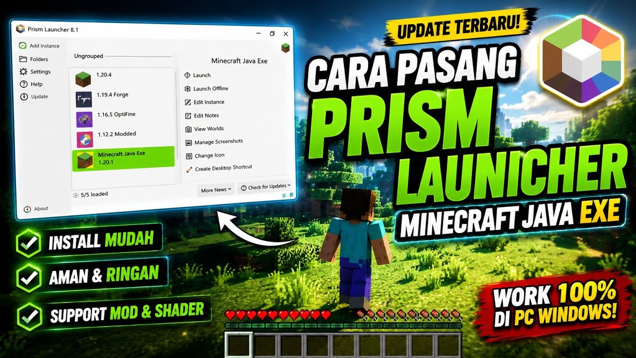 Update Terbaru Cara Pasang | PRISM LAUNCHER | Minecraft Java Exe di PC ...