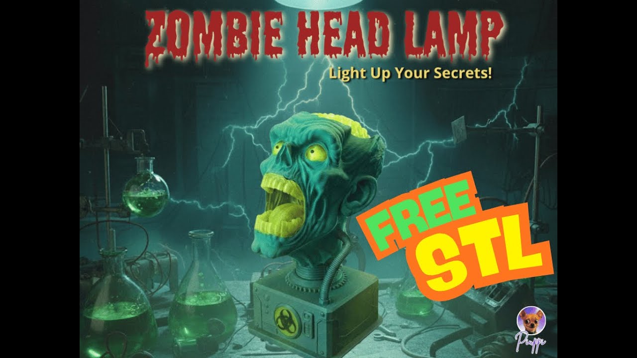 Zombie Head Lamp – Light Up Your Secrets! (3D printed lamp) - YouTube