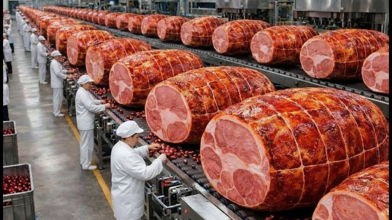How 500,000 LB Glazed Ham Are Made in a Factory Automated Glazed Ham ...