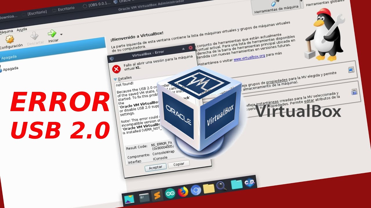 Virtual Box solución error controlador USB 2.0 /3.0 - YouTube