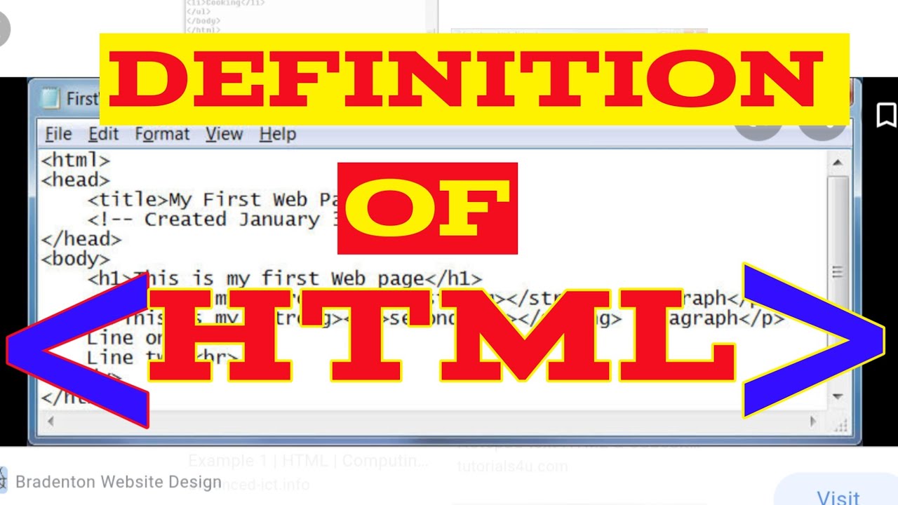 Definition Of Html What Is Html Html Introduction Of Html Youtube