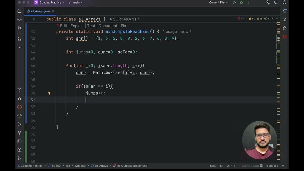 Min Jumps To End of Array | Q10 | Array | Java | Love Babbar DSA Sheet 450 - YouTube