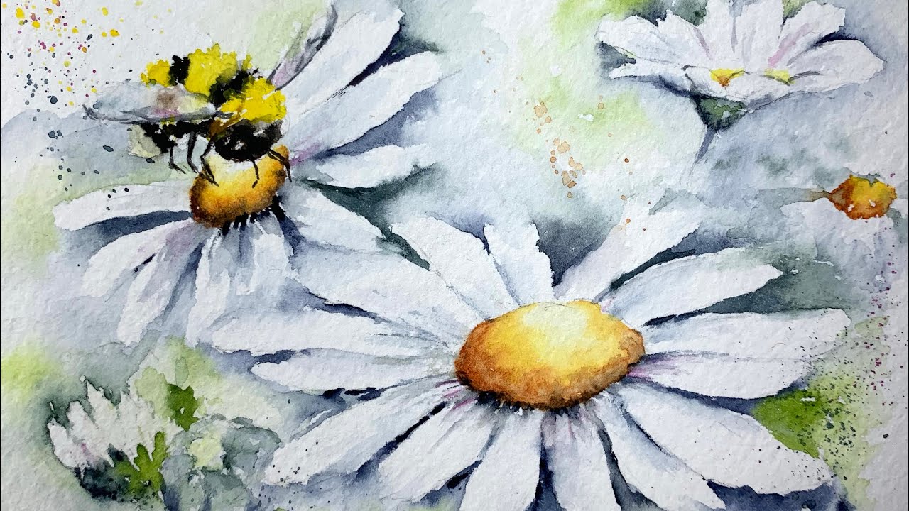 Watercolor Daisy Painting