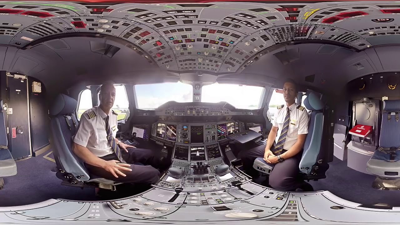 Emirates airways Cockpit with 360° view - YouTube