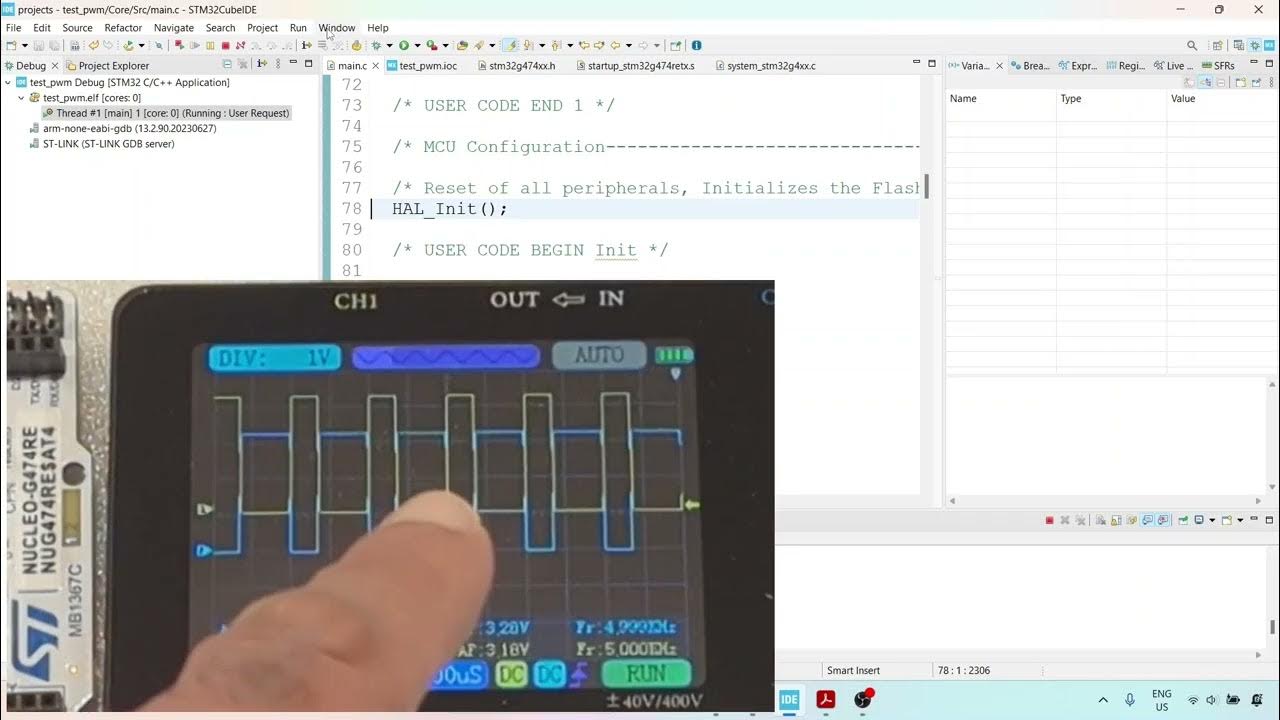 Complementary gating pulses with the HRTIM in STM32G474 - YouTube