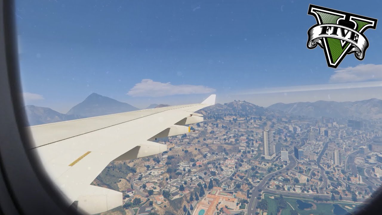GTA 5 - A340-300 LSIA Landing Window View HD - YouTube