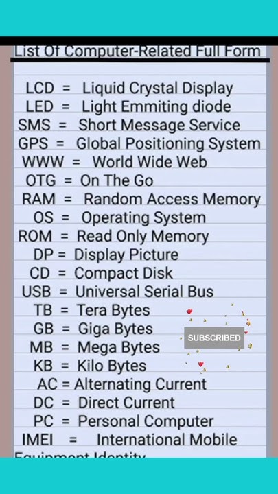 Full form of computer:List of computer -Related Full Forms 💯 - YouTube