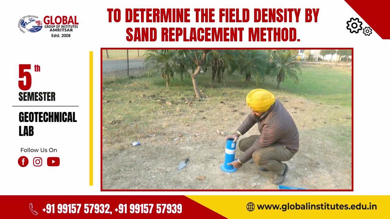 To determine the field density by Sand Replacement Method - YouTube
