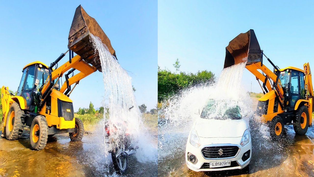 JCB Washing with Fun | JCB Car & Cd deluxe Washing in River | jcb wala ...