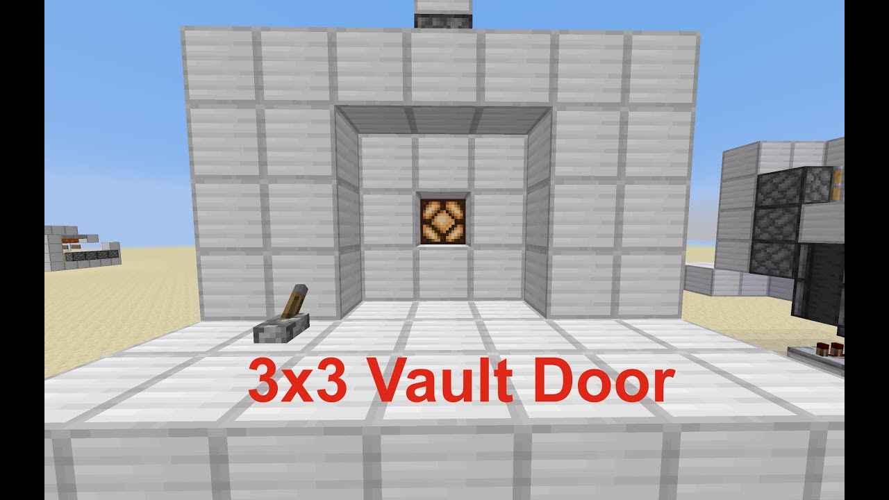 Minecraft: 3x3 Vault Piston Door Tutorial. /w Lamp - YouTube