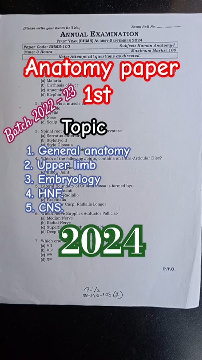 1st year BHMS🌿 ( Anatomy Paper -1📝)#shmc #medical 🏥 - YouTube