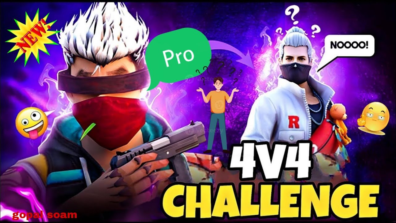 4v4 Custom Challange Free fire On Level Gameplay ||💥 Free fire custom ...