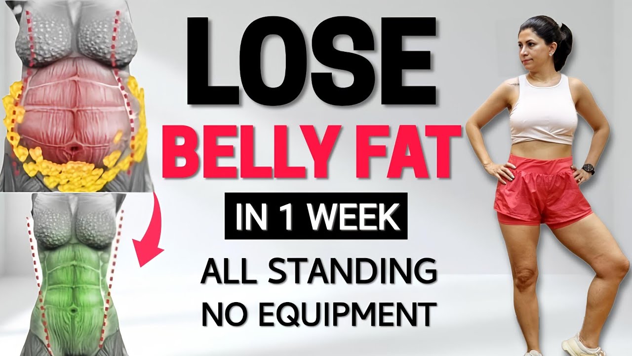 Standing ABS workout to lose belly fat in 1 week at home | Workout at ...