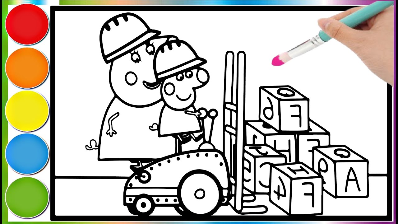 Draw and Color Peppa Pig Digger Numbers day || Drawing and Coloring ...