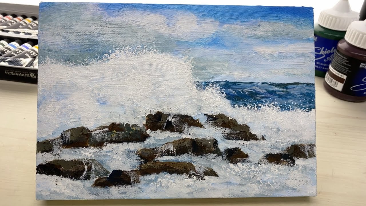 Acrylic Painting on Canvas STEP by STEP #4 | Landscape | the East Sea ...