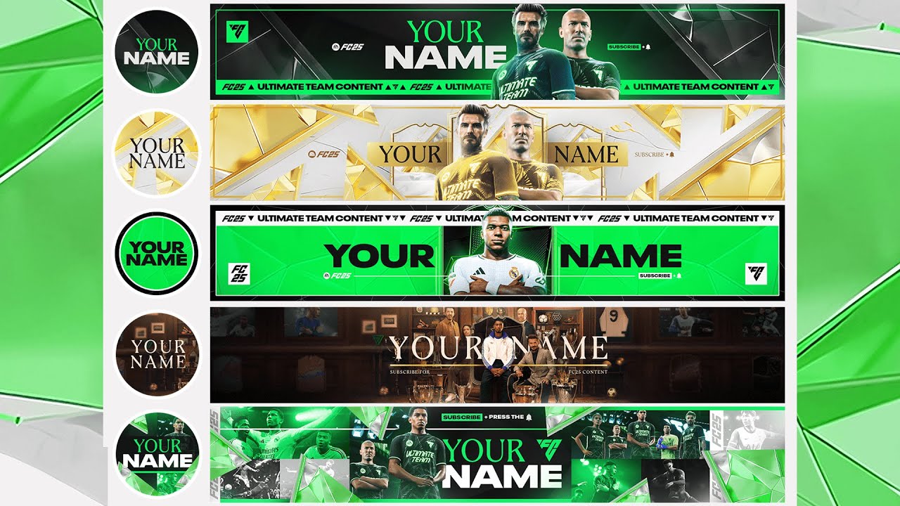 FC 25 - Fully Editable YouTube Banner + Logo Pack - 10 Banners/Logos ...