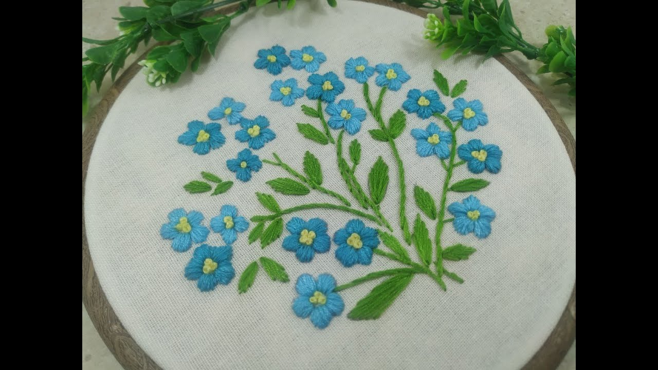 Ручна вишивка | Квіти незабудки | Hand embroidery| Forget-me-not ...