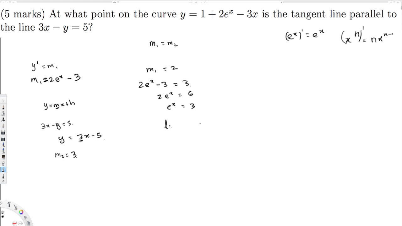 At what point on the curve is the tangent line parallel to the line ...
