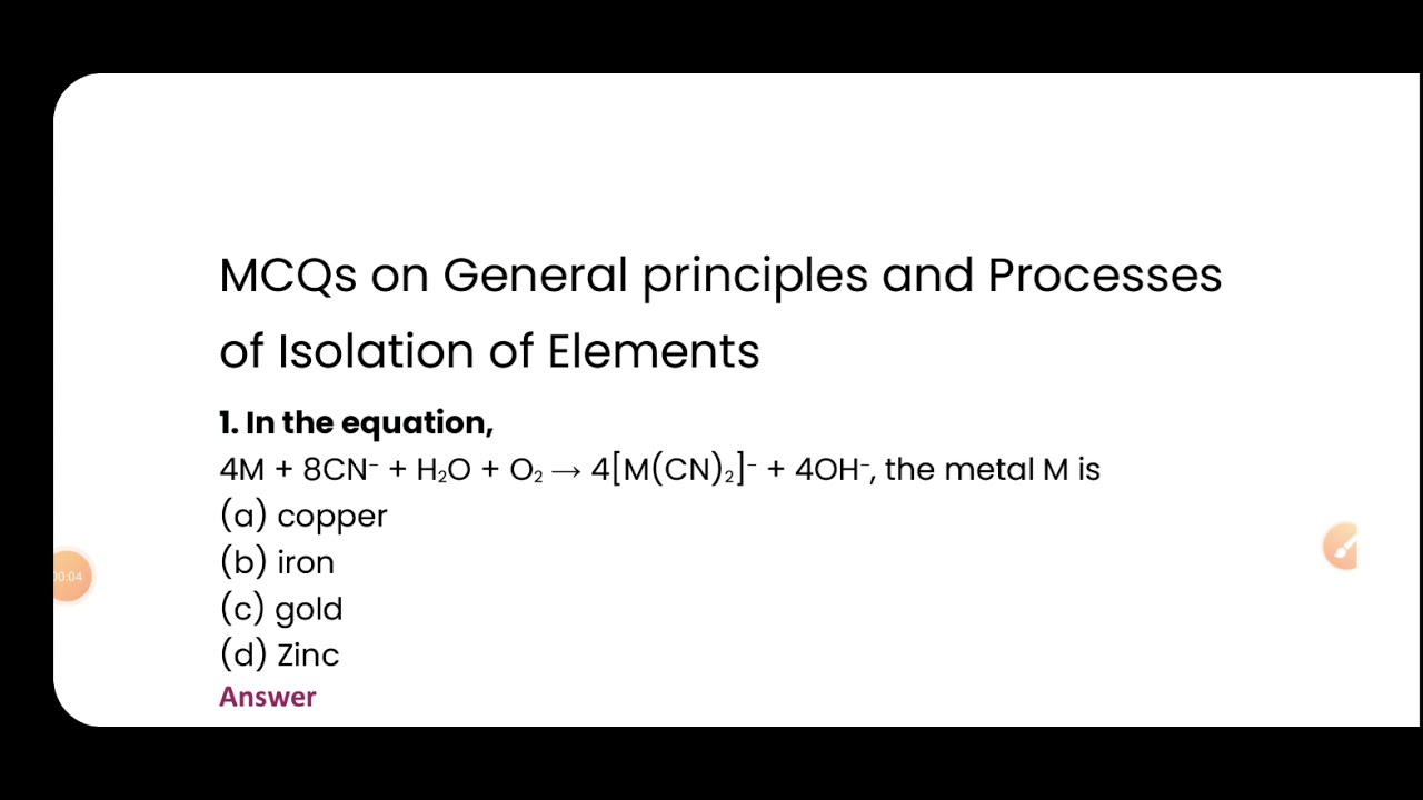 General Principles of extraction of metals mcq questions tgt ...