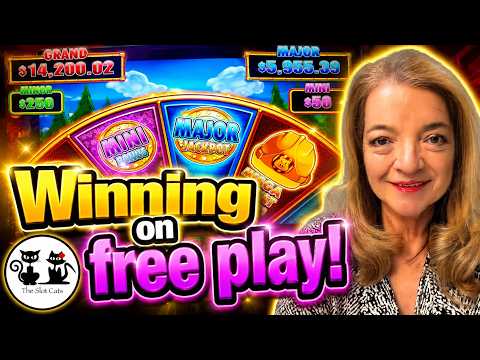 HUFF N PUFF POWER 4! WINNING ON FREE PLAY! WE GOT A COMMA! #theslotcats #howtowinonslots #slots